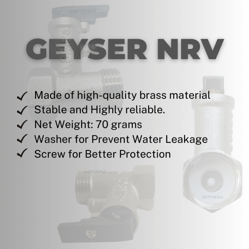 Geyser NRV Safety Valve 1/2 inch 0.8MPa Pressure for Electric Water Geyser